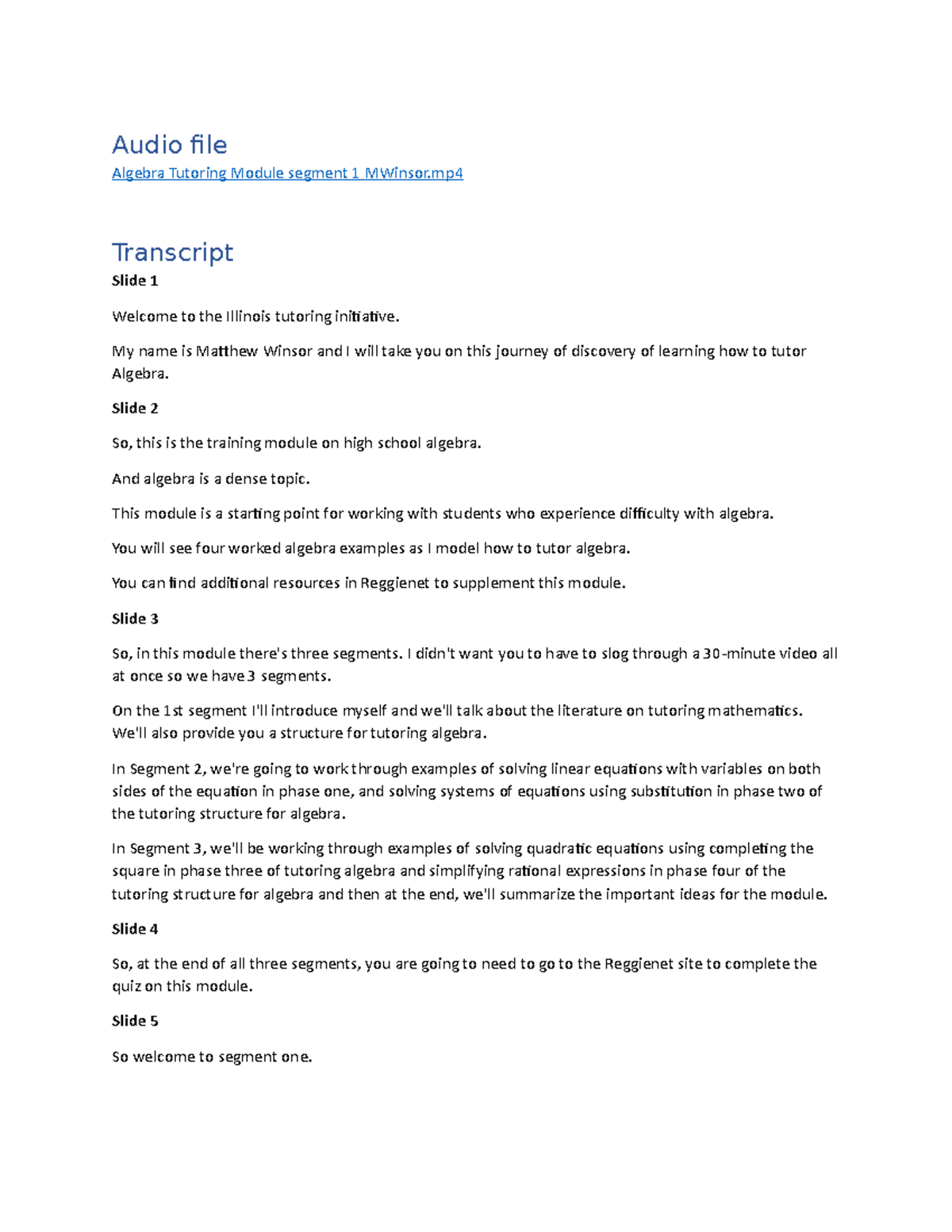 Algebra Module Segment 1 Transcript Of Lecture For Students Practice algebra-module-segment-1-transcript-of-lecture-for-students-practice
