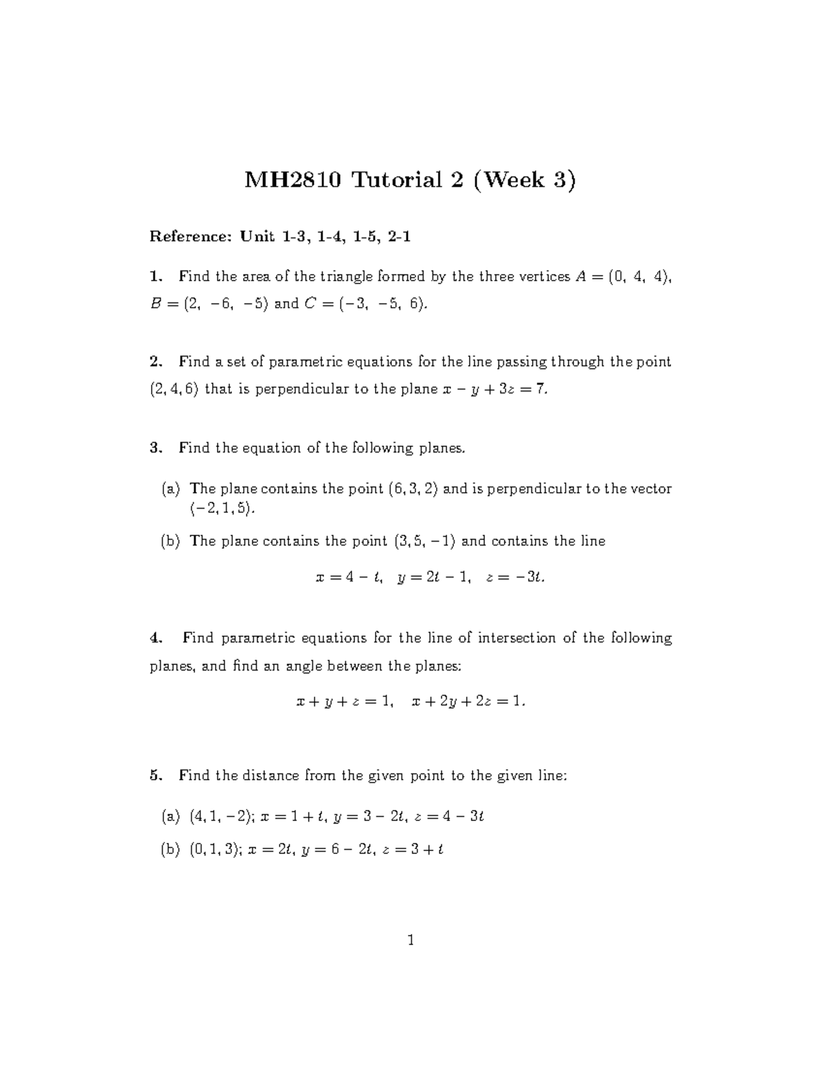 Tutorial 2 (Week 3) - nil - MH2810 Tutorial 2 (Week 3) Reference: Unit 1-3, 1-4, 1-5, 2- Find ...
