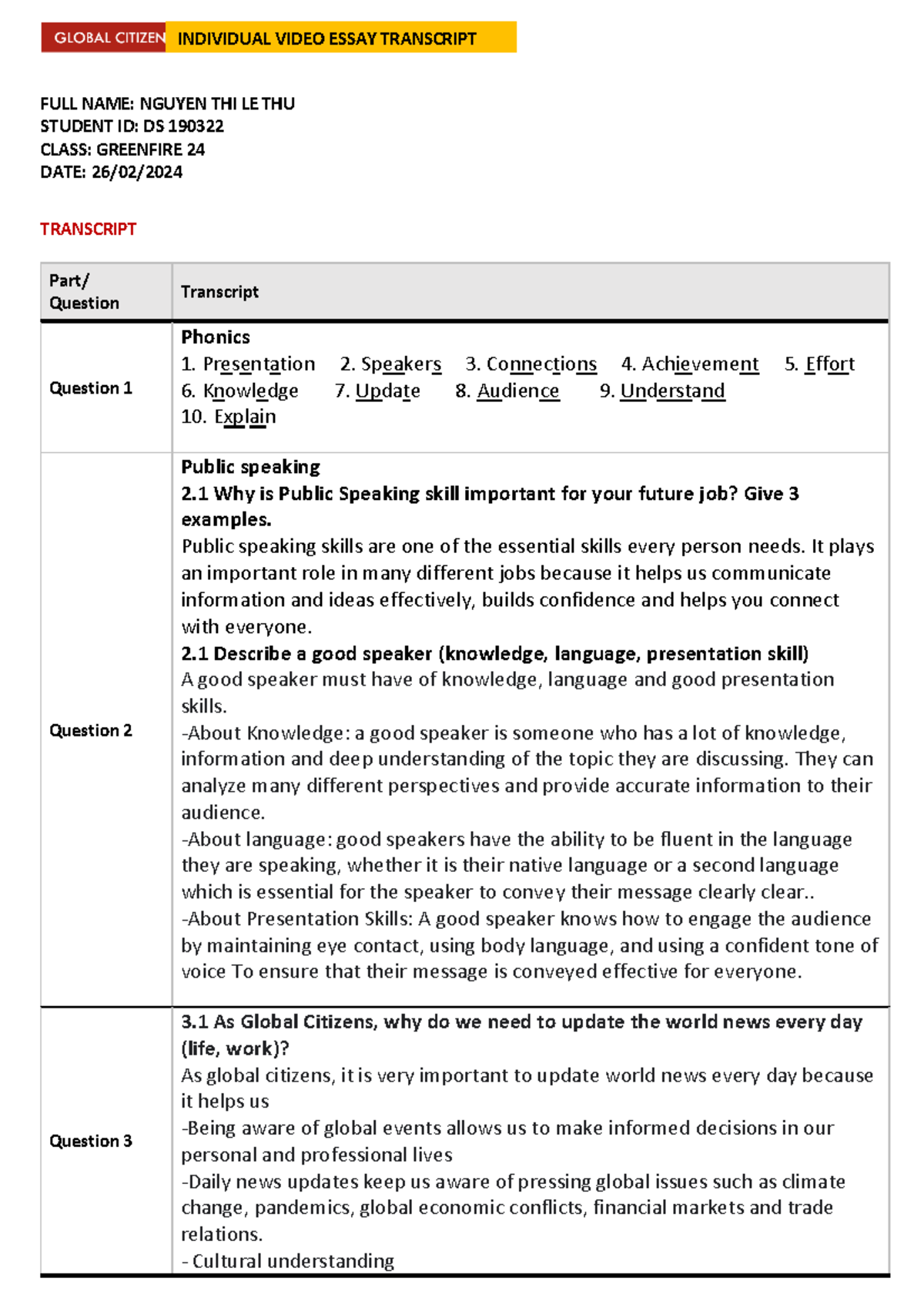 Check 2-Transcript - INDIVIDUAL VIDEO ESSAY TRANSCRIPT FULL NAME ... Check 2-Transcript - INDIVIDUAL VIDEO ESSAY TRANSCRIPT FULL NAME ...