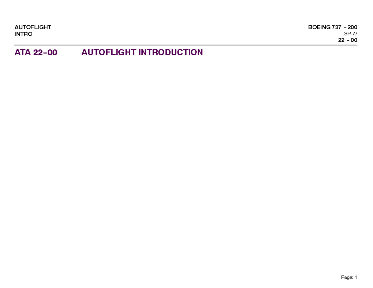 722125117 B737 200 L3 ATA 22 Auto Flight SP 77 Full - AUTOFLIGHTINTRO ...