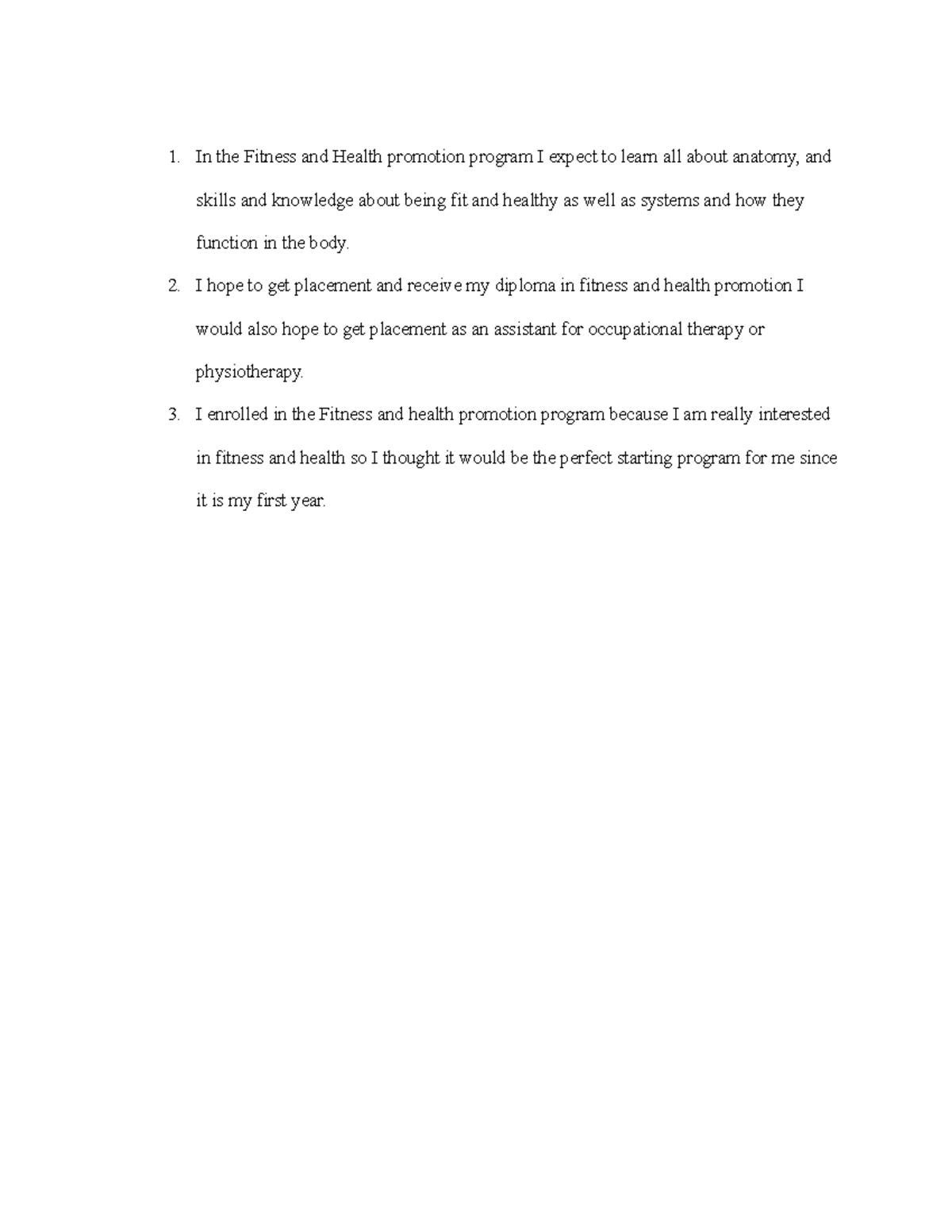 BIOL 1302 fhp - assign - In the Fitness and Health promotion program I ...