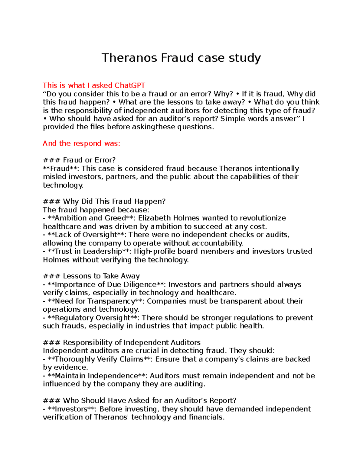 Theranos Fraud case study - And the respond was: ### Fraud or Error ...