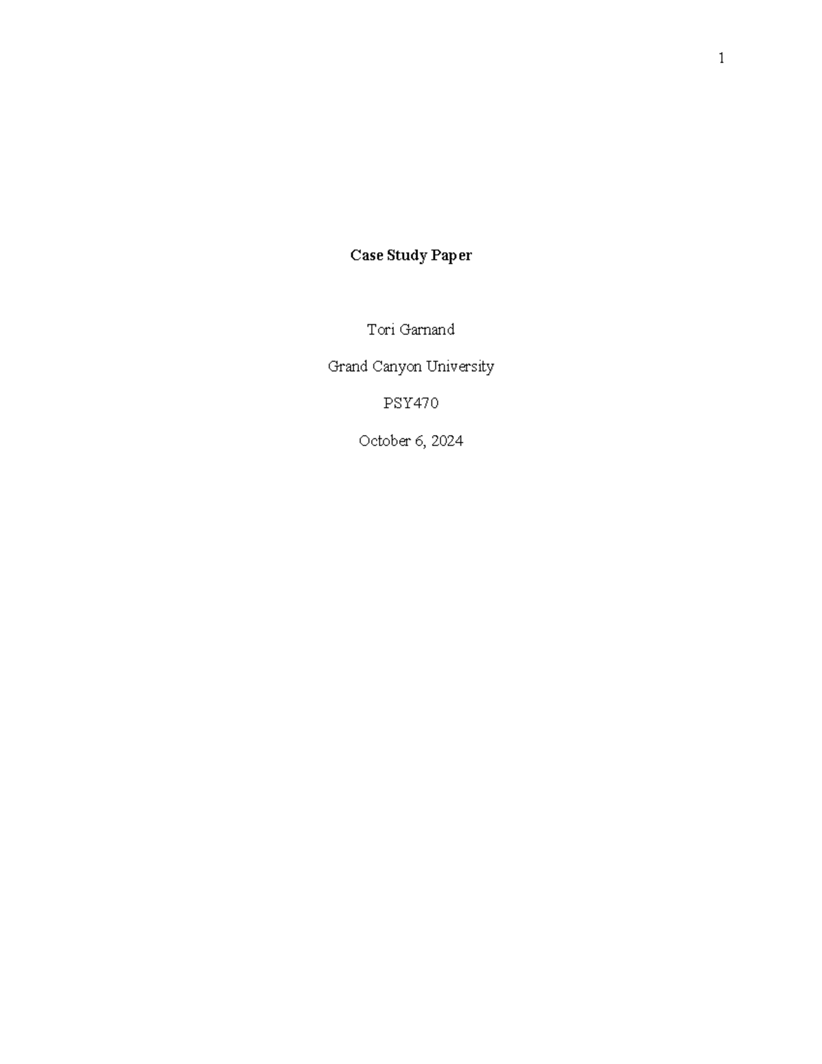 Case Study Paper OCT 24 - work for class - Case Study Paper Tori ...