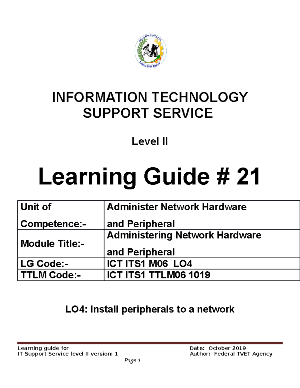 LO4 - new doc - INFORMATION TECHNOLOGY SUPPORT SERVICE Level II ...