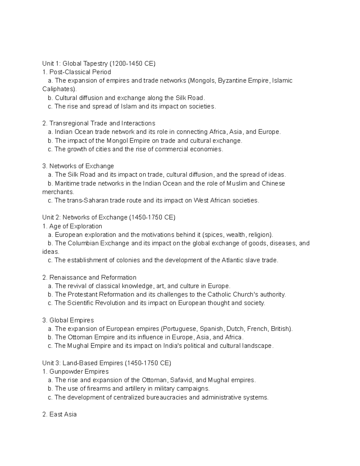 Ap world history notes - Unit 1: Global Tapestry (1200-1450 CE) Post ...