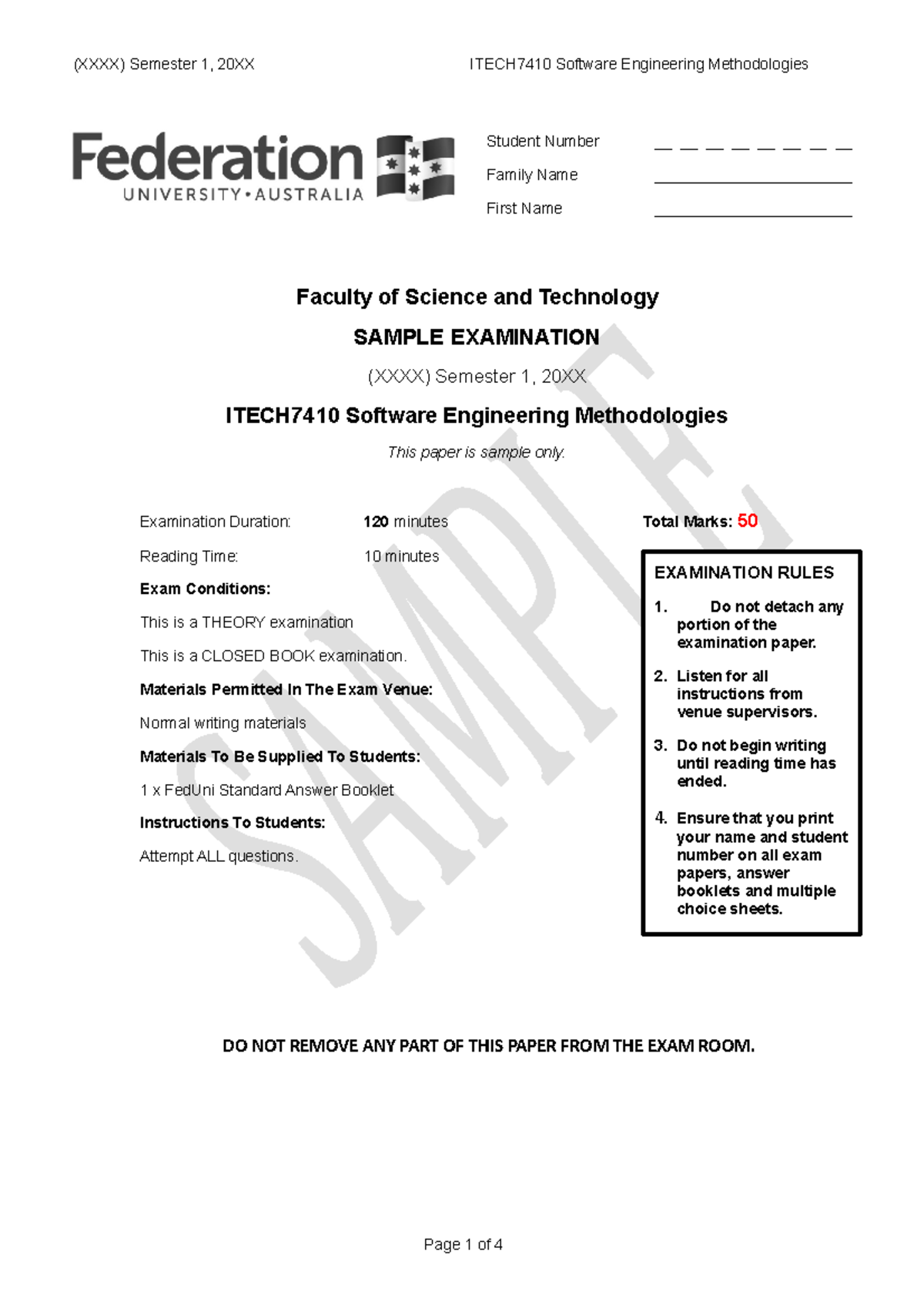 Sample/practice exam - Faculty of Science and Technology SAMPLE ...