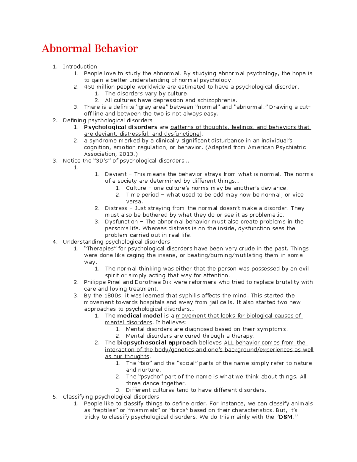 Abnormal Behavior (review 1) - Abnormal Behavior Introduction People ...