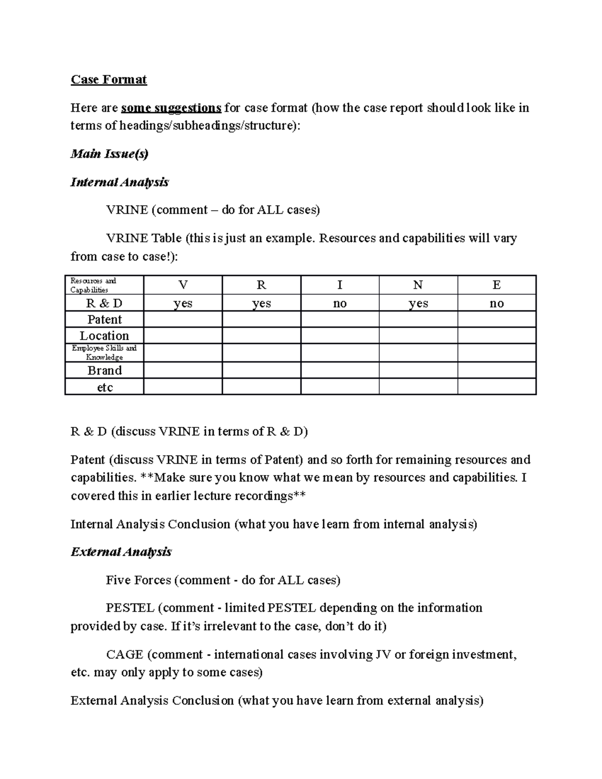Case Format - Case Format Here are some suggestions for case format ...