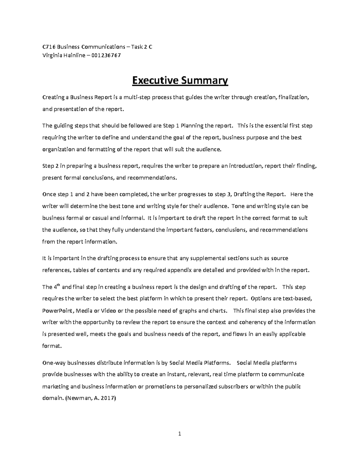 C716 - Business Communication Task 2 C - C716 Business Communications ...