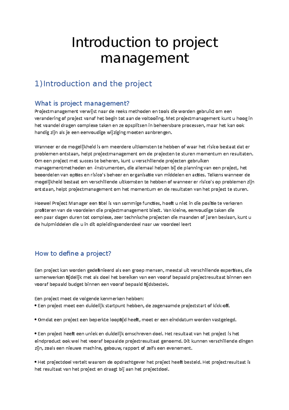 Introduction to project management - Introduction to project management ...