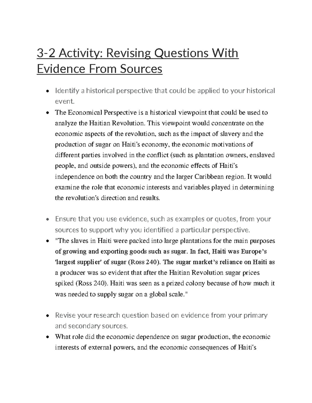 3-2 Activity: Revising Questions With Evidence From Sources - 3 - 2 ...