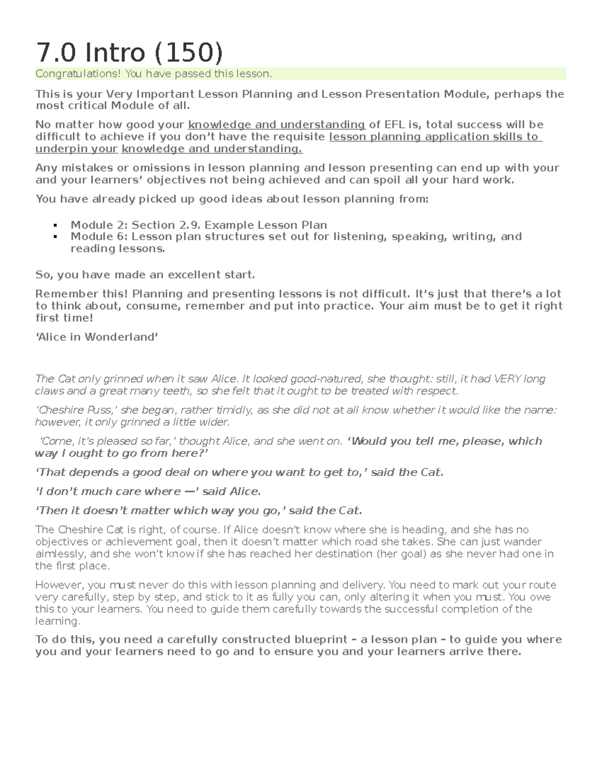 Module 7 - This is free. - 7 Intro (150) Congratulations! You have ...