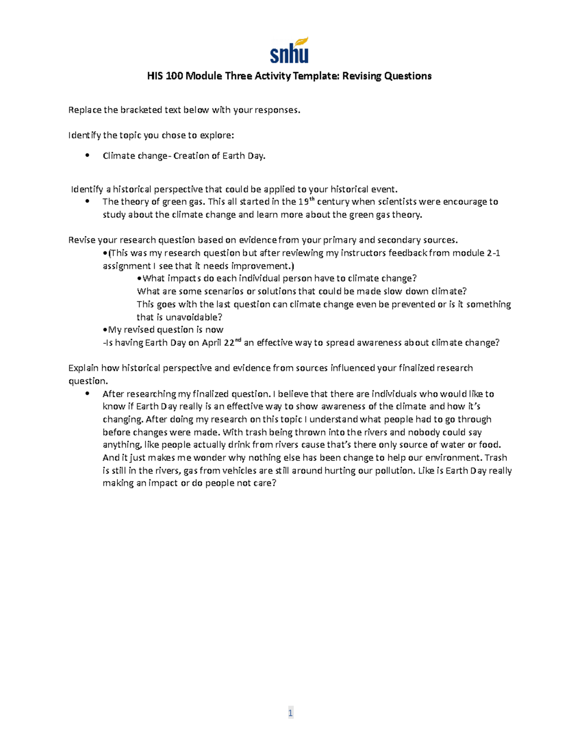 HIS 100 Module Three Activity Revising Questions Template 2 - LIT229 ...