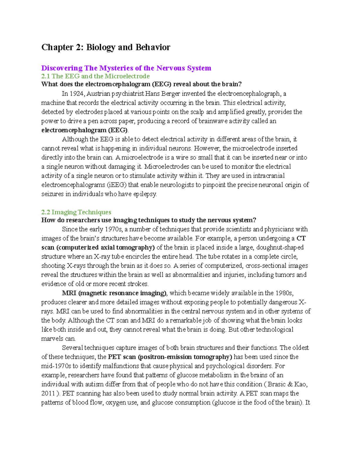 Chapter 2 Biology and Behavior - Chapter 2: Biology and Behavior ...