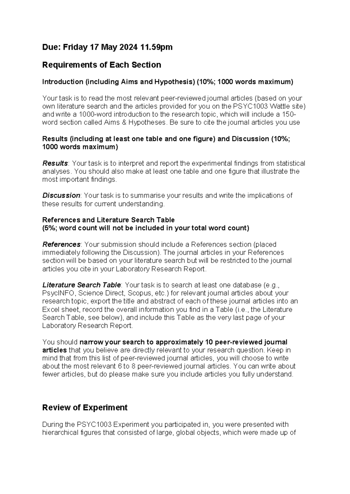 Lab report guide - Due: Friday 17 May 2024 11 Requirements of Each ...