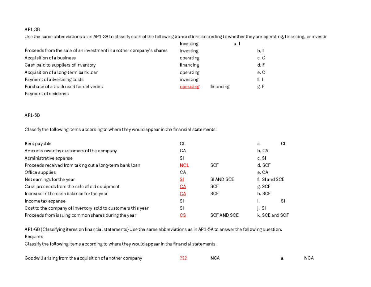 Comptables intro solutions chapter 1 - AP1-3B Use the same ...