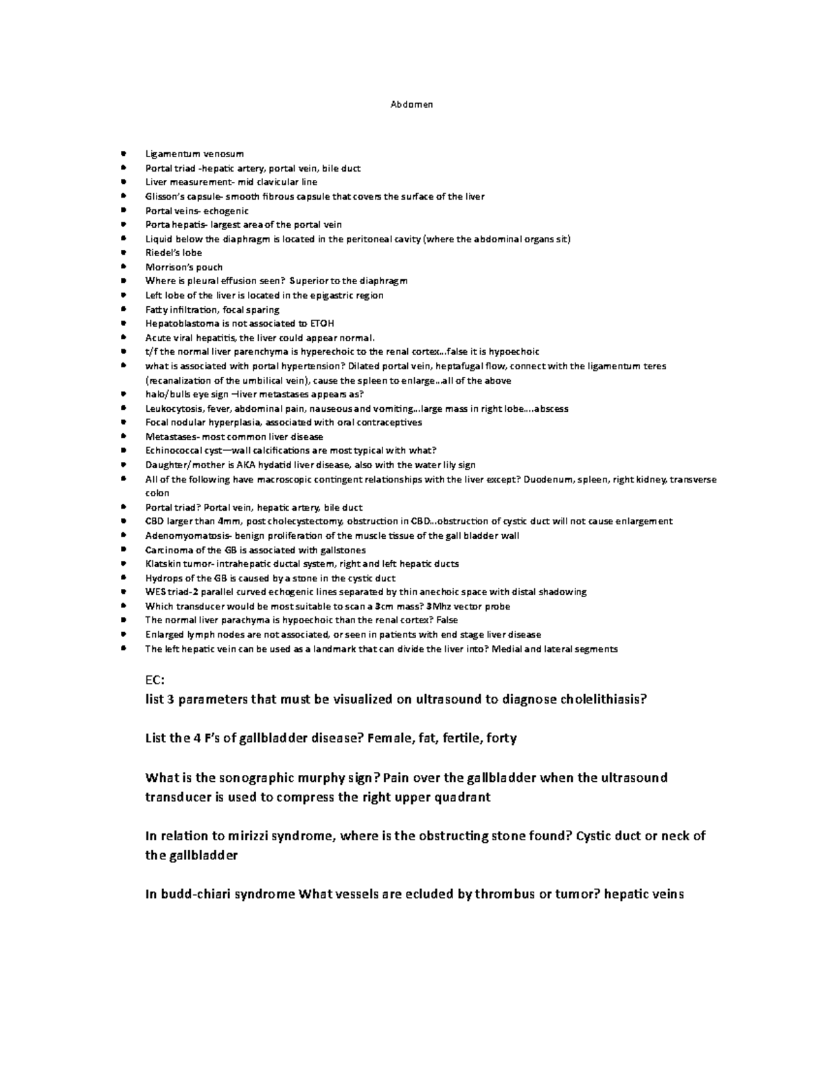 Chapter 5 abdomen - notes - Abdomen Ligamentum venosum Portal triad ...