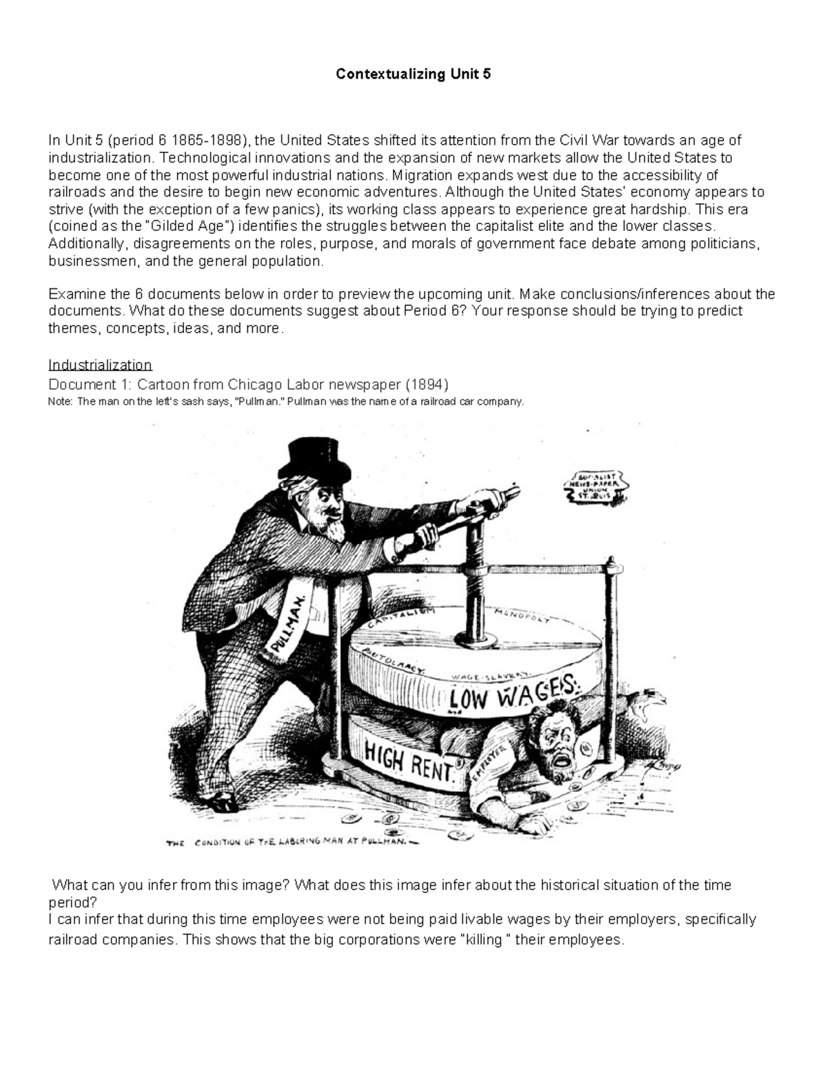Contextualizing Unit 5: Industrial America - Contextualizing Unit 5 In ...