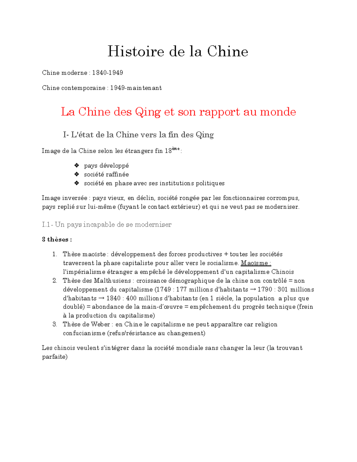 Cours d'histoire de la chine L1 Lea anglais- chinois - Histoire de la ...
