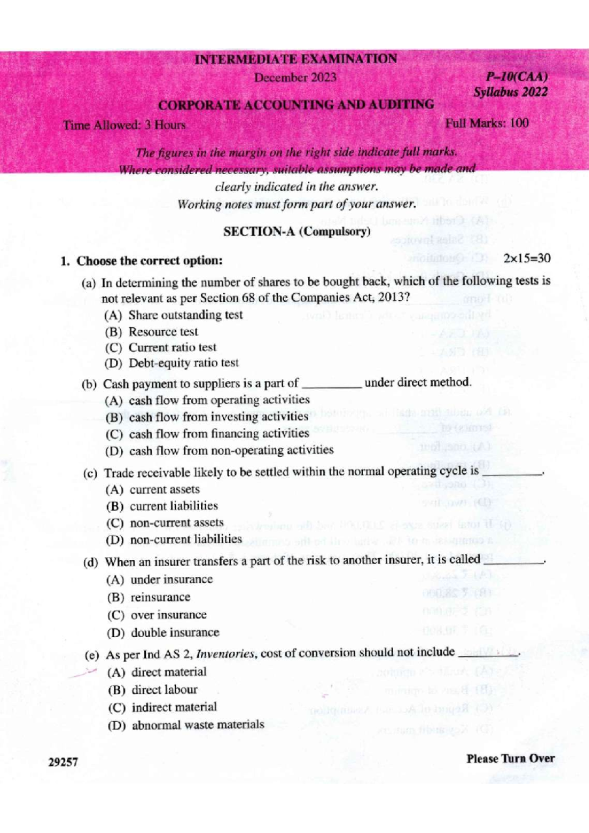 Paper36389102736 - INTERMEDIATE EXAMINATION December 2023 Syllabus 2022 ...
