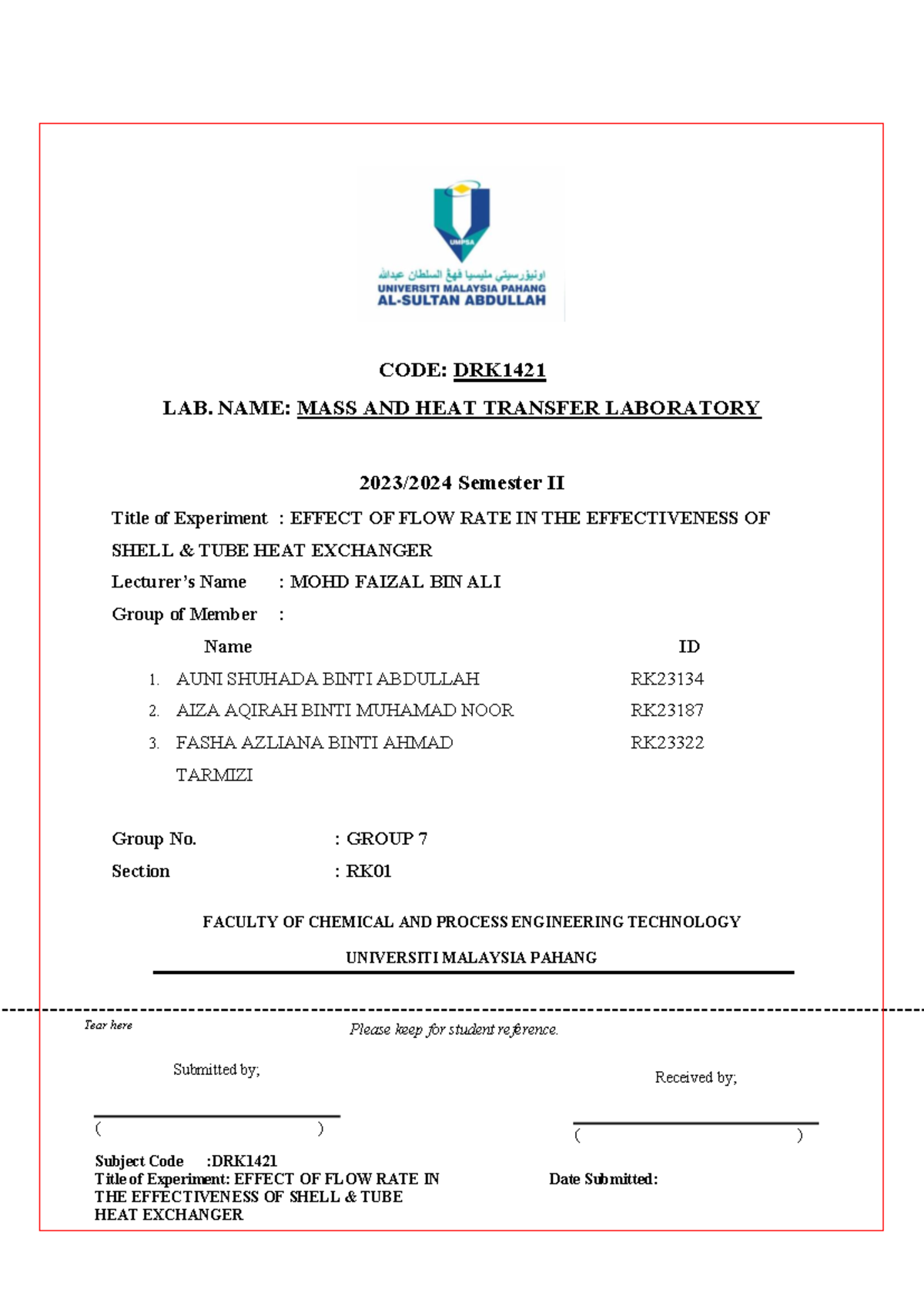 Experiment 1 G7 MASS HEAT LAB - CODE: DRK LAB. NAME: MASS AND HEAT ...