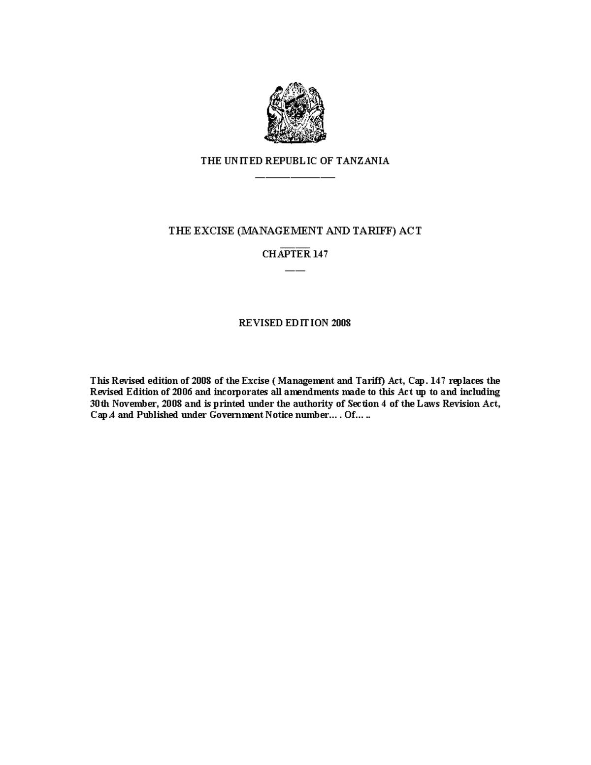 Excise Management and Tariff Act - - Studocu