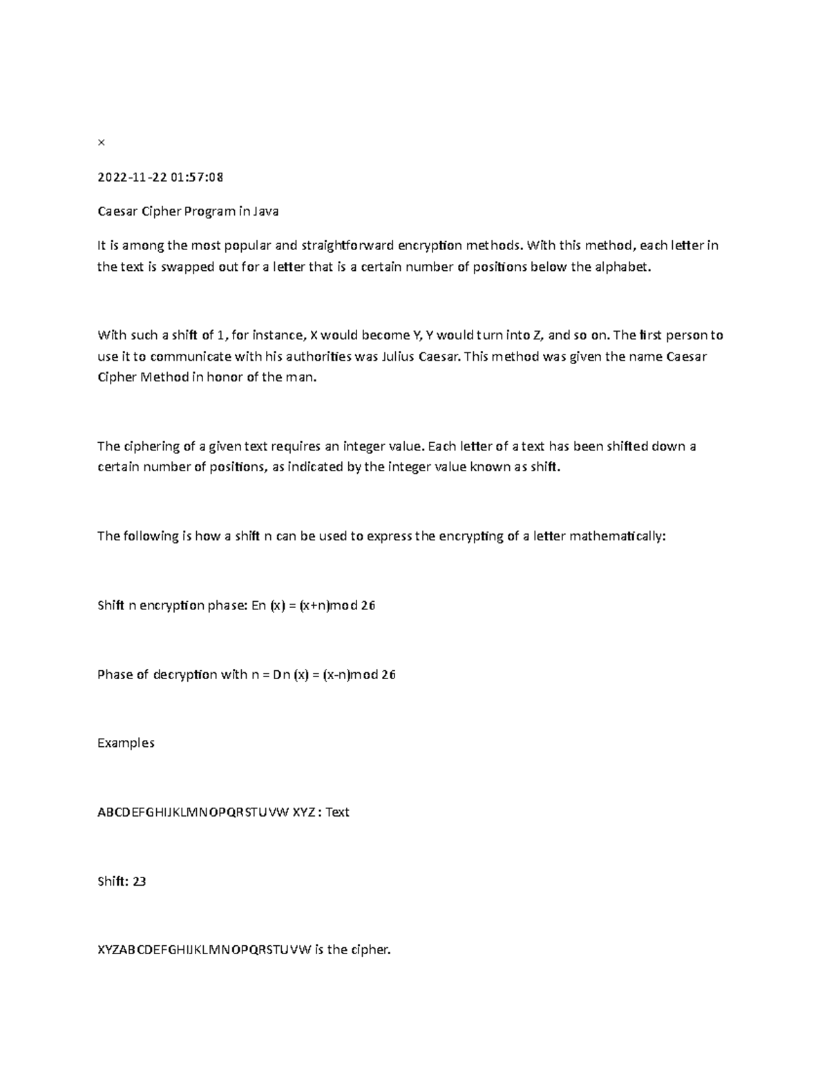 Caesar Cipher Expl - Program - × 2022-11-22 01:57: Caesar Cipher ...