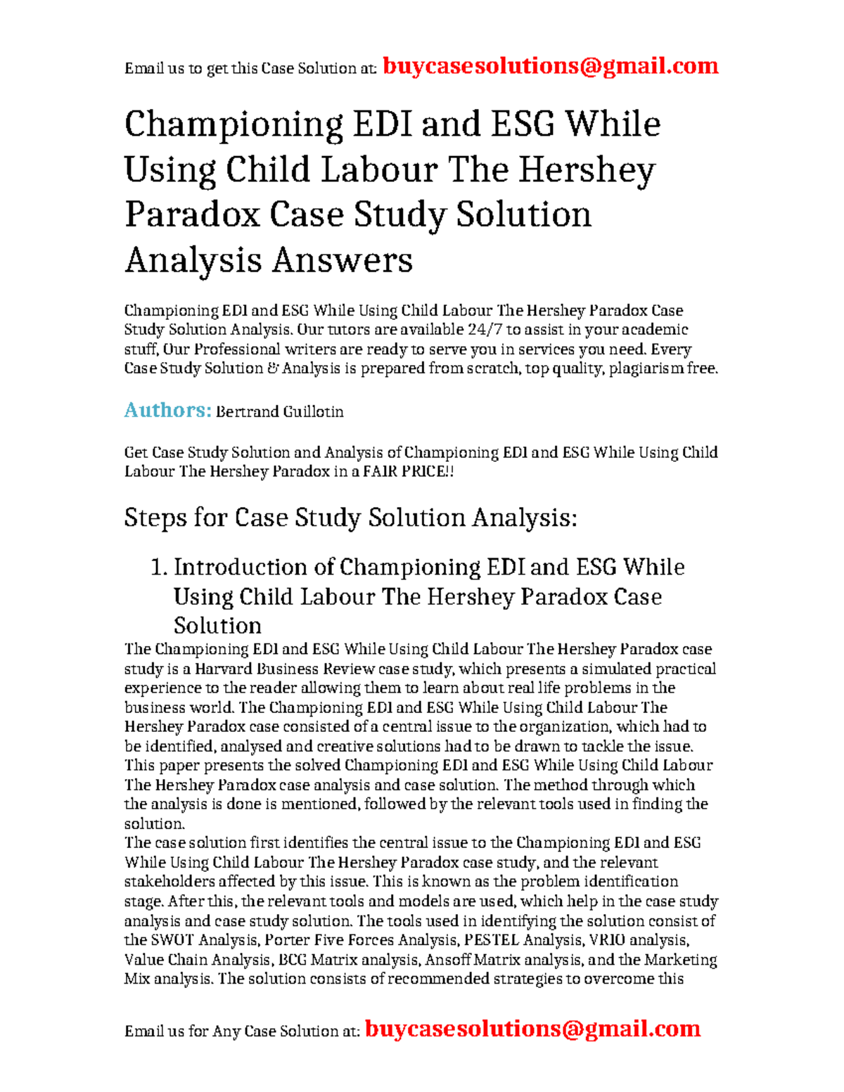 Case Solution Championing EDI and ESG While Using Child Labour The ...