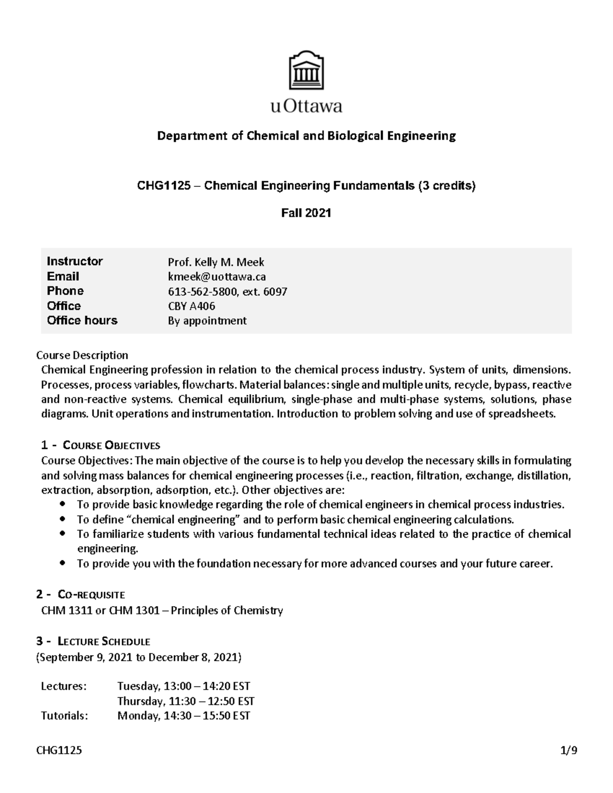 CHG1125 F2021– syl - Department of Chemical and Biological Engineering ...