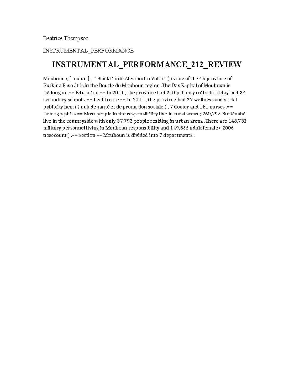 Instrumental Performance 212 Review - Beatrice Thompson INSTRUMENTAL ...