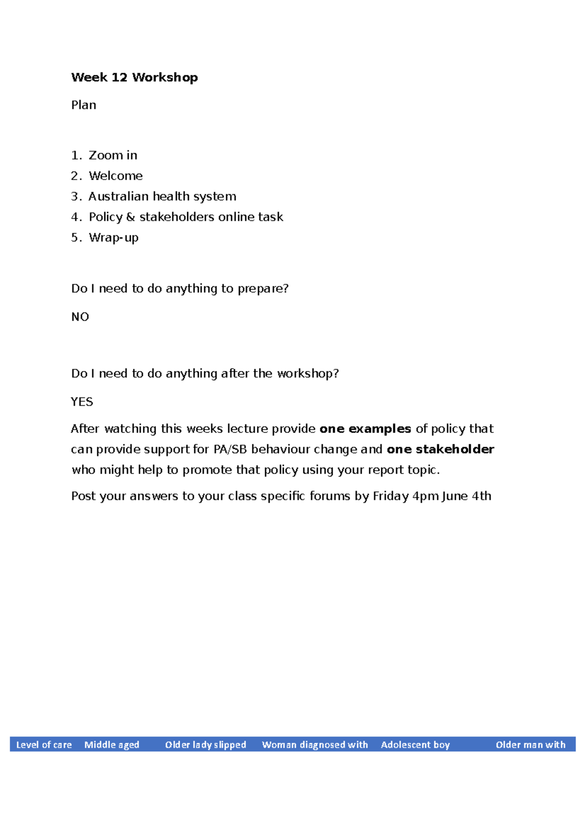 Wk12 Workshop Plan 2021 - Week 12 Workshop Plan 1. Zoom in 2. Welcome 3 ...