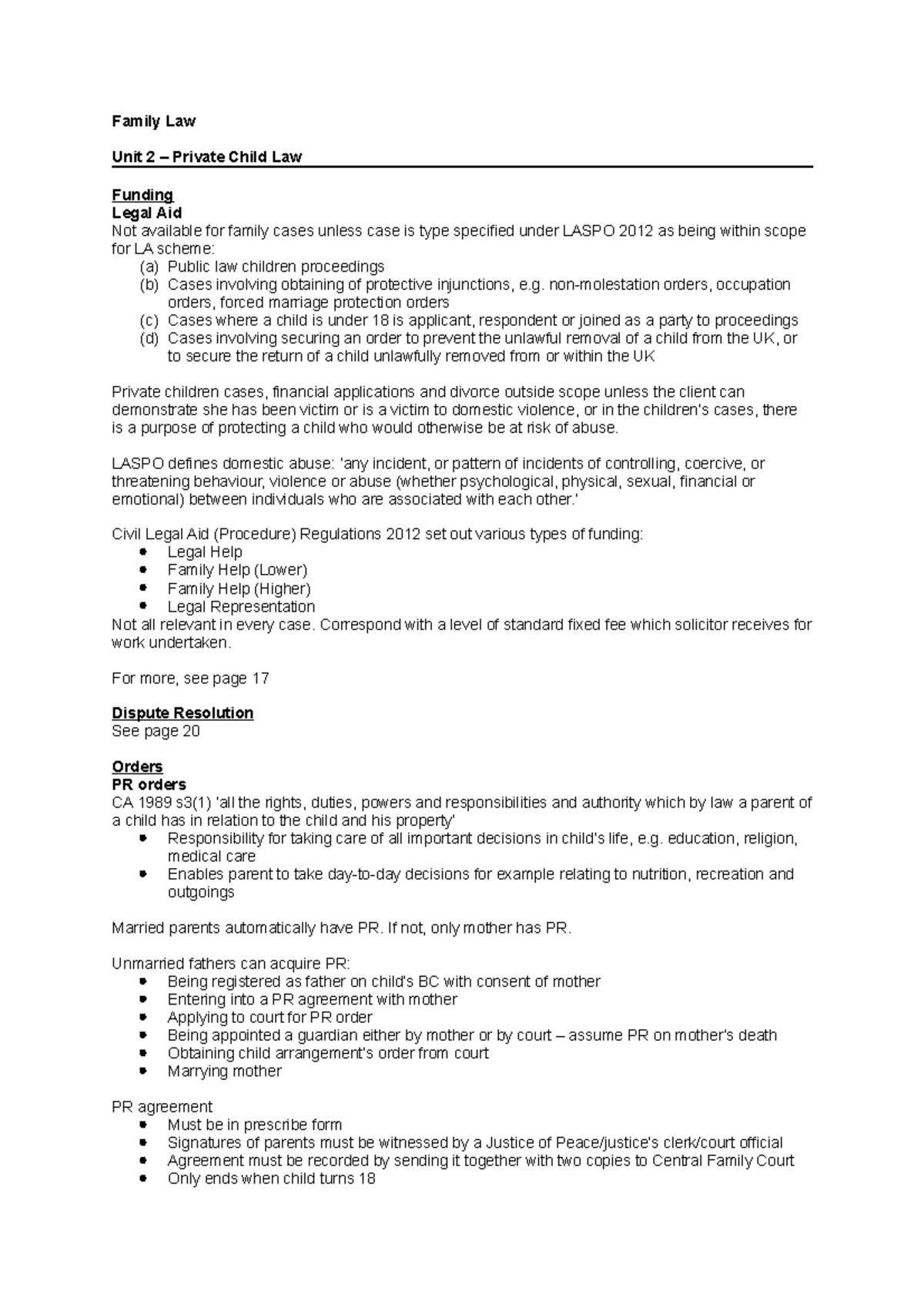 FL U2 Rev - LPC Family Law Private Child Law - Family Law Unit 2 ...