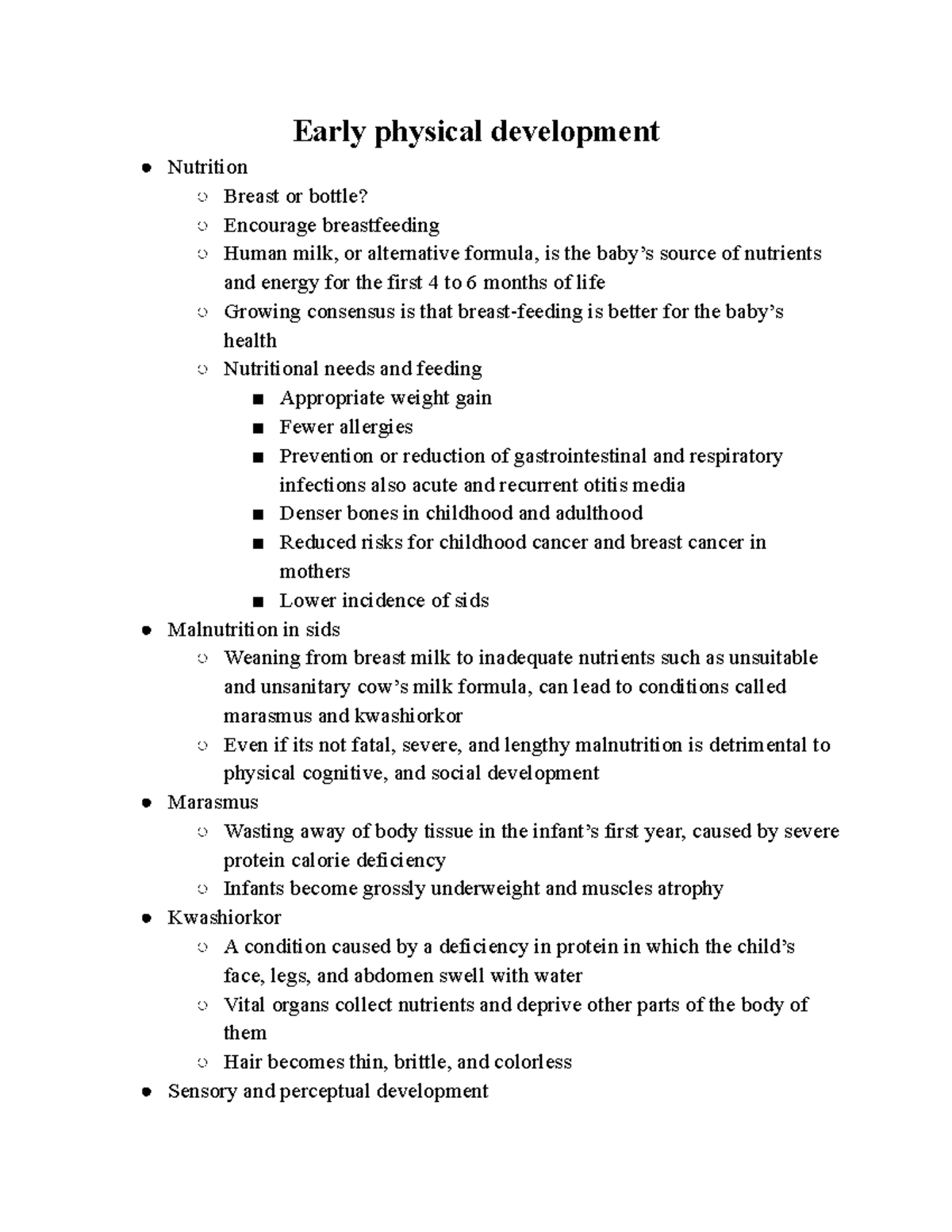 Early physical development - Studocu