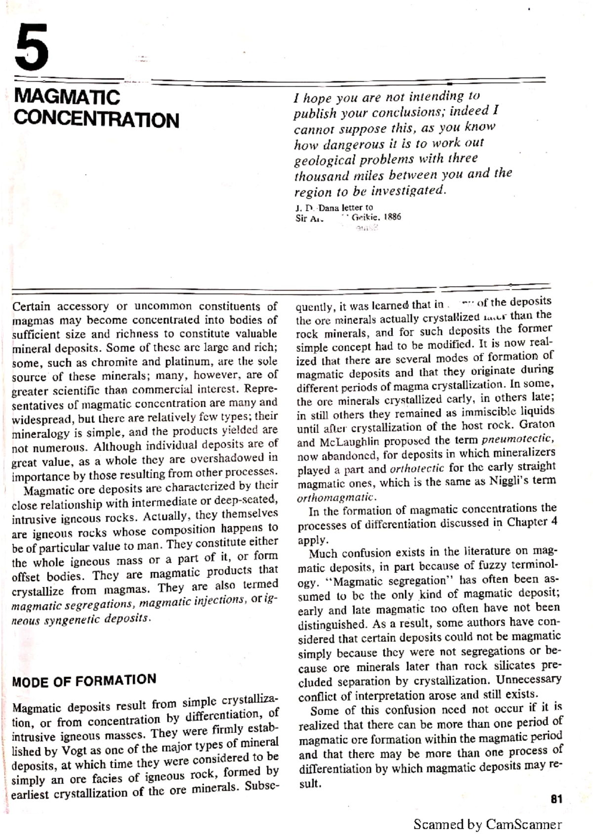 Magmatic concentration - Bsc Geology - Studocu