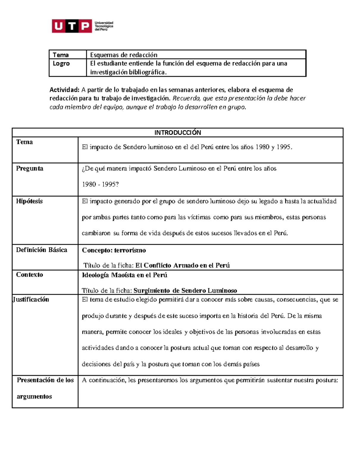 Semana 10 - Tema 02 - Tarea - Borrador de esquema de redacción - Tema Esquemas de redacción ...