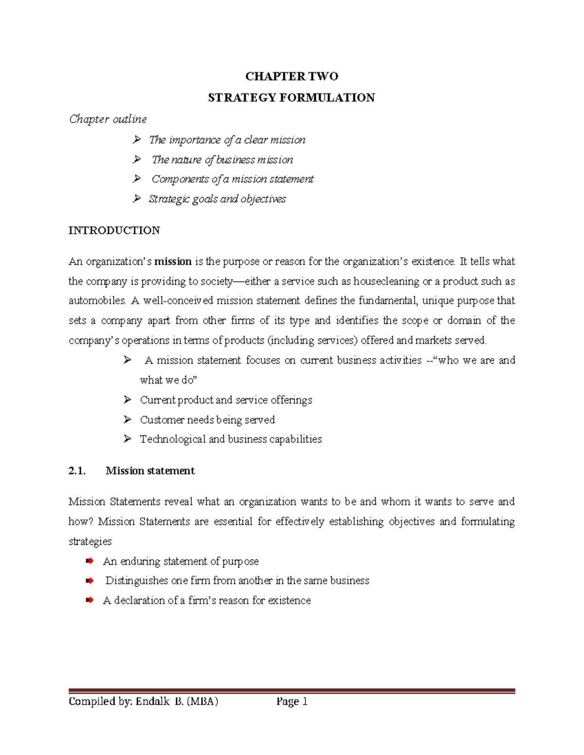 Strategy Chapter TWO - Teaching Material - CHAPTER TWO STRATEGY ...