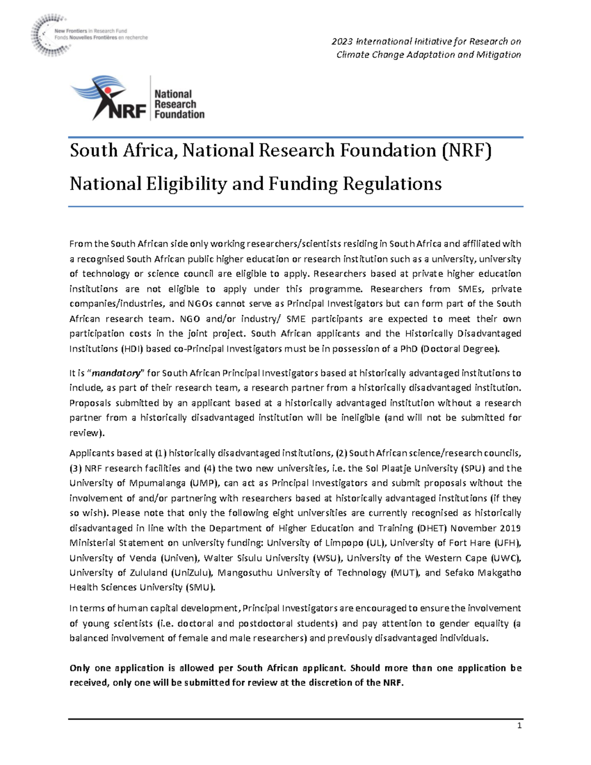 Annex SA NRF National Eligibility and Funding Regulations Amended Aug23 ...