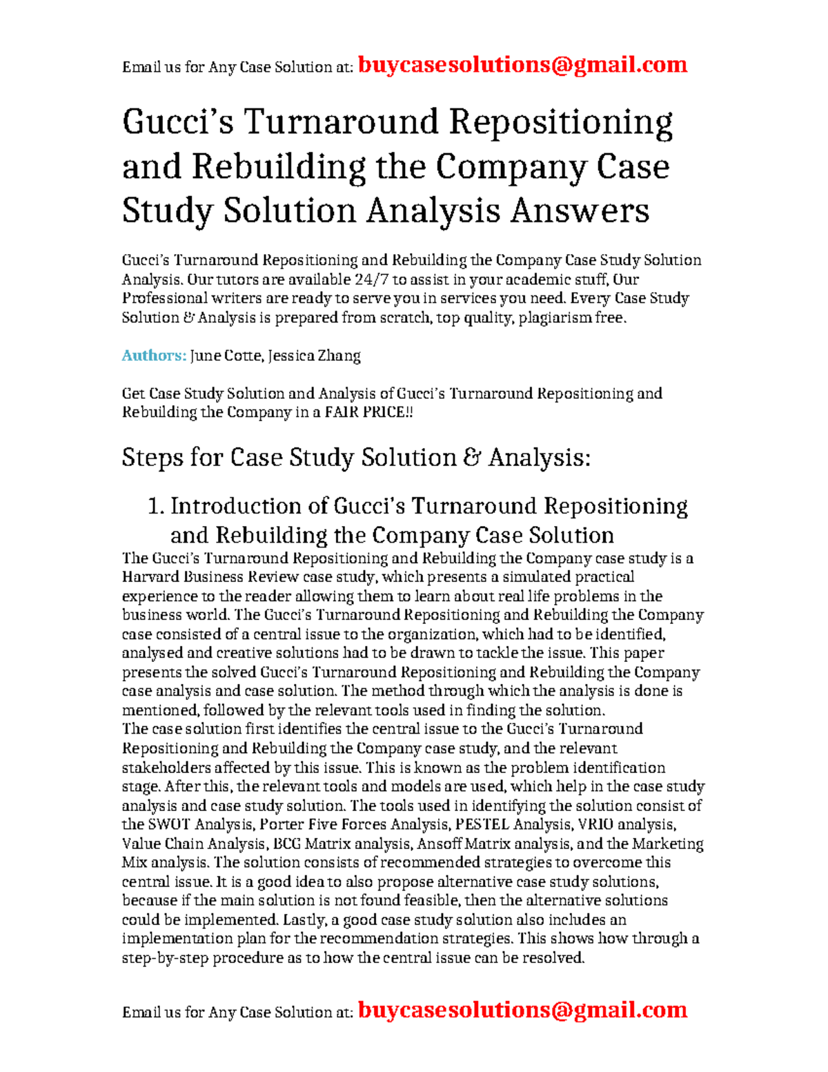 Case Solution Gucci’s Turnaround Repositioning and Rebuilding the ...