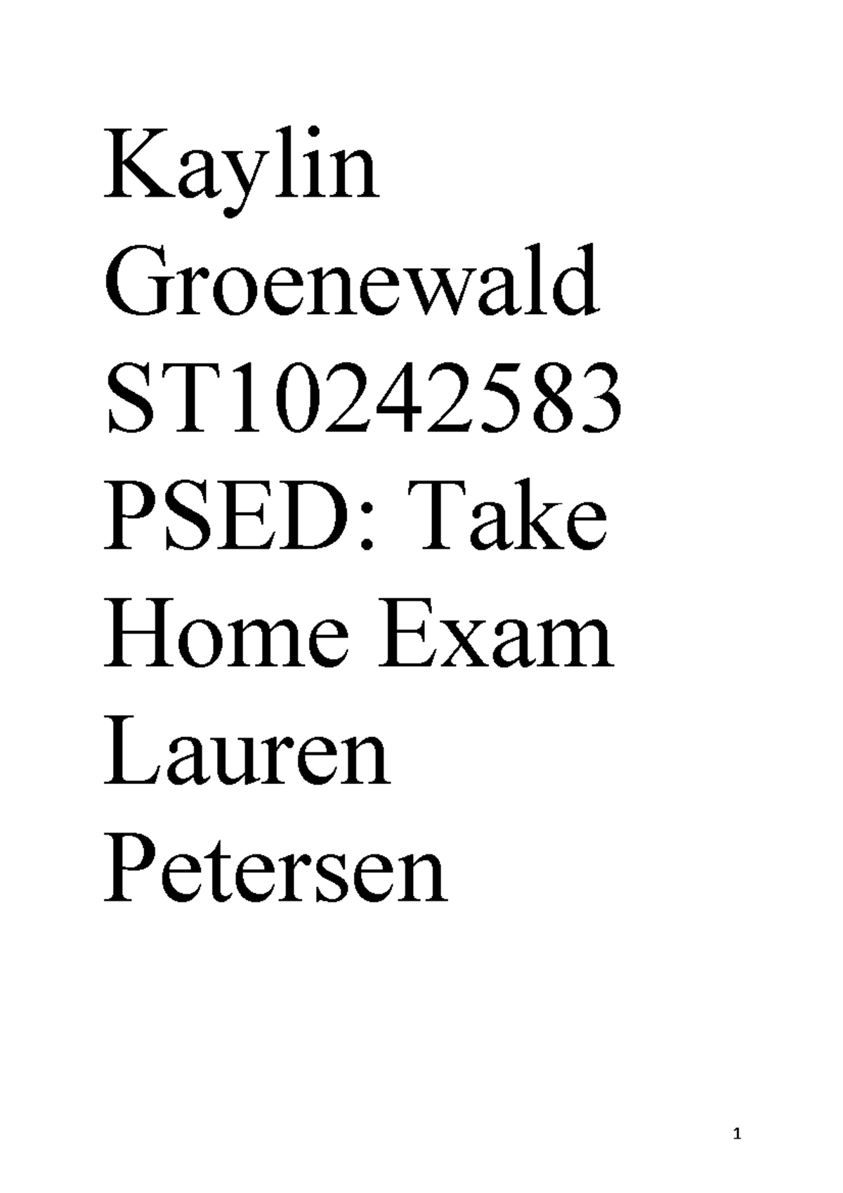 Kaylin G. PSED5112 THE ST10242583 - Kaylin Groenewald ST PSED: Take ...