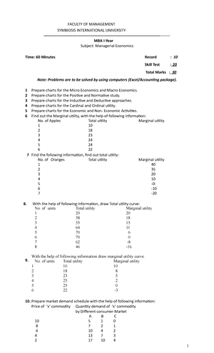 Managerial Economics MBA 207 - Symbiosis School of Banking and Finance ...
