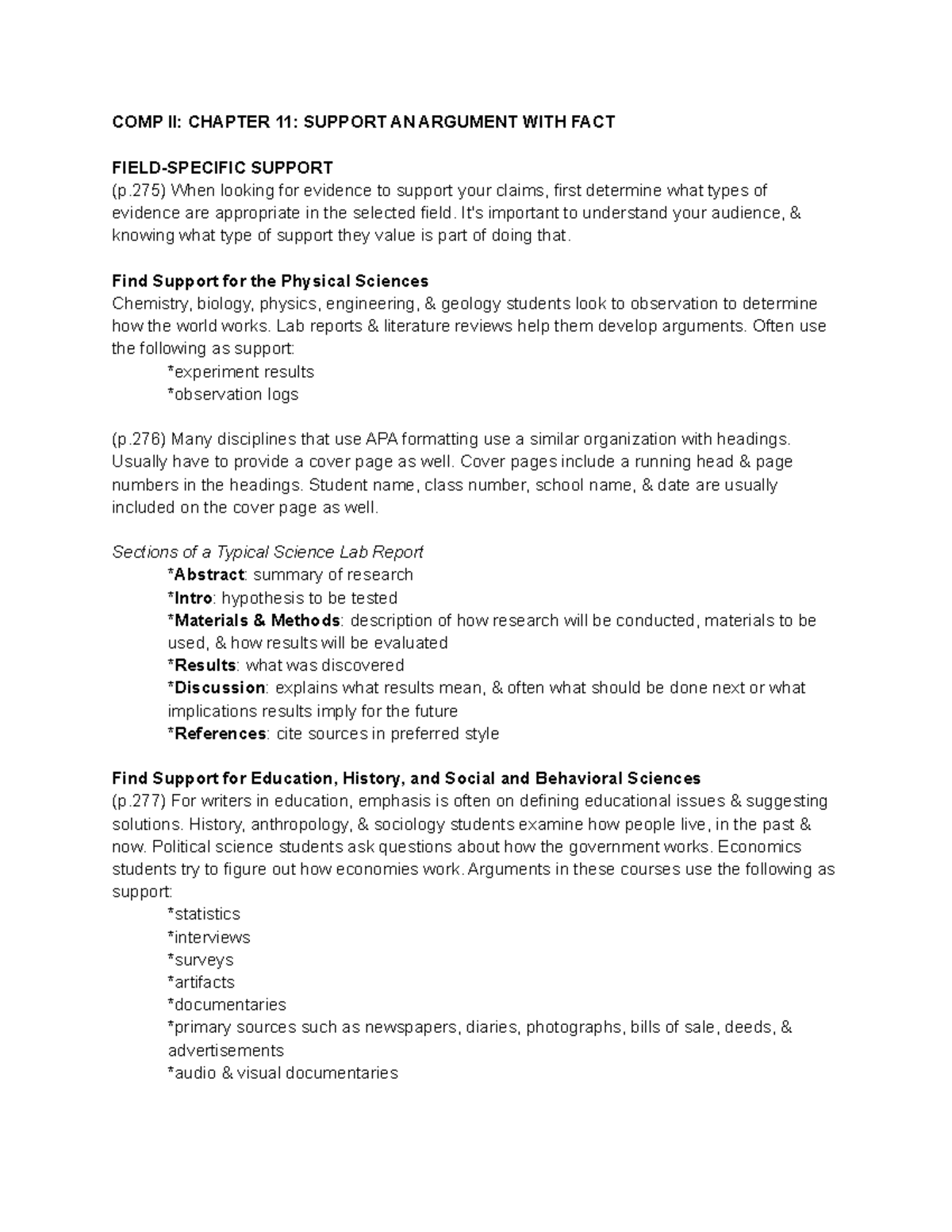 COMP II Chapter 11 Support AN Argument WITH FACT - COMP II: CHAPTER 11 ...