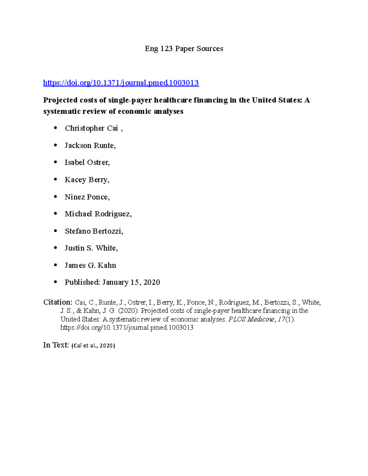 Eng 123 Paper Sources - HCM320 - SNHU - Studocu