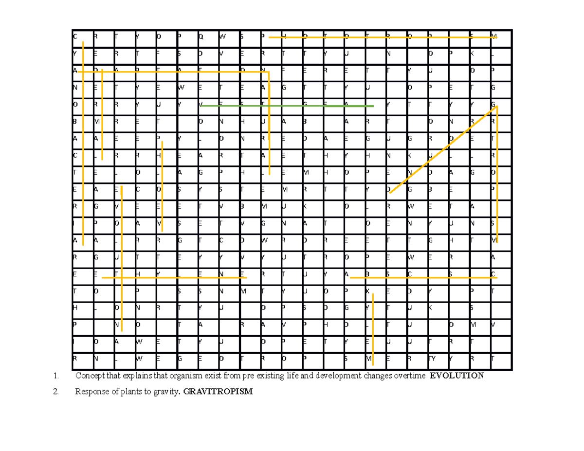 Activity in lesson 15 - 1. Concept that explains that organism exist ...