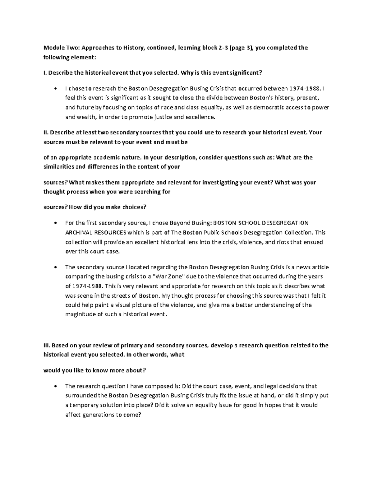 2-3 Writing Plan Progress Check 2 - Module Two: Approaches to History ...