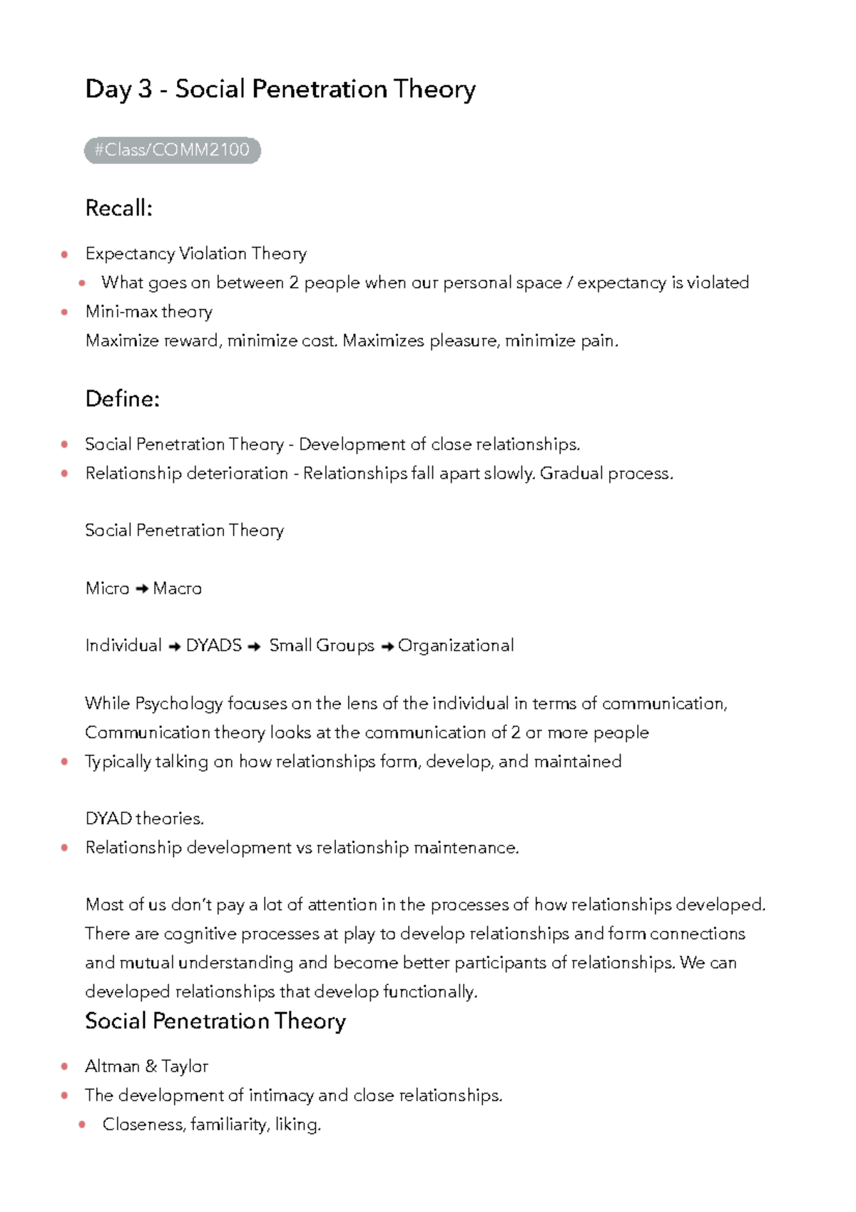 Day 3 - Social Penetration Theory - Day 3 - Social Penetration Theory # ...