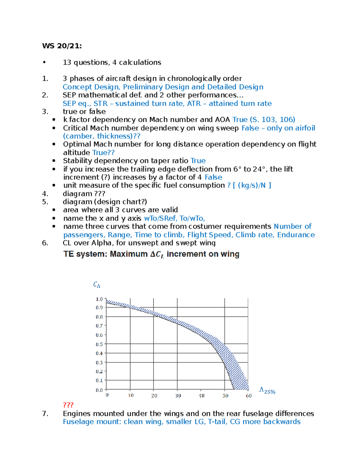 Aircraft Design WS 20:21 - WS 20/21: 13 questions, 4 calculations 3 ...