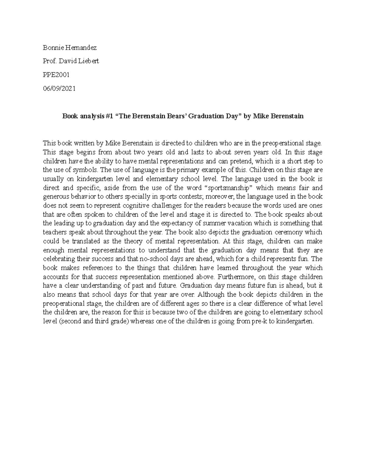 Book analysis #1 - Bonnie Hernandez Prof. David Liebert PPE 06/09/ Book ...