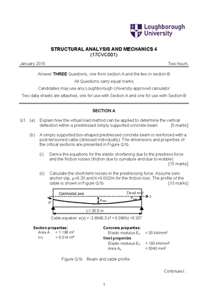 19CVC001: Structural Analysis & Mechanics 4 exam paper - STRUCTURAL ...