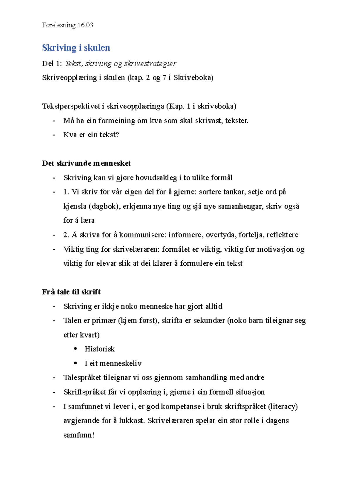 Skriving i skolen 1 :skriveprosesser - Skriving i skulen Del 1: Tekst ...