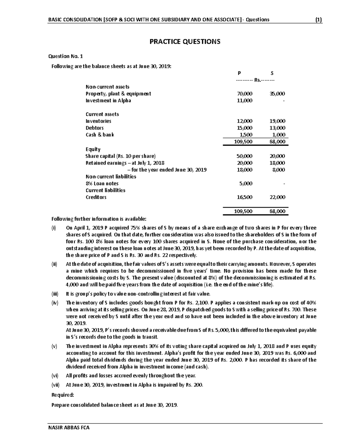 Associate [SOFP SOCI] - Class practice [Questions] - PRACTICE QUESTIONS ...